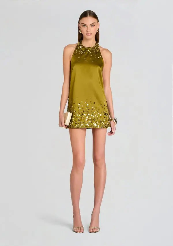 Retrofete Tobonie Embellished Mini Dress - Basil