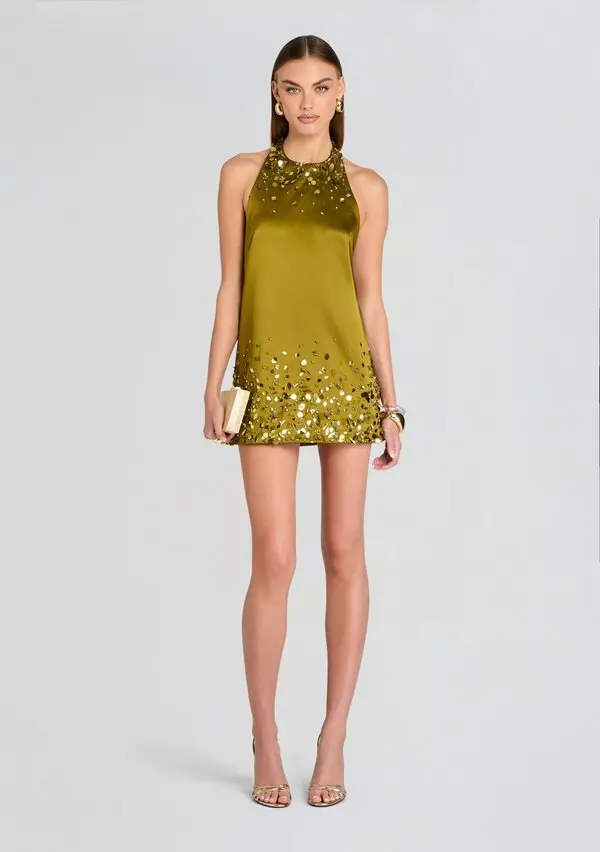Retrofete Tobonie Embellished Mini Dress - Basil