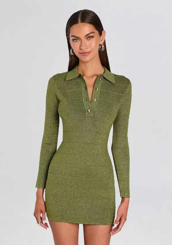 Retrofete Siona Metallic Bandage Knit Dress
