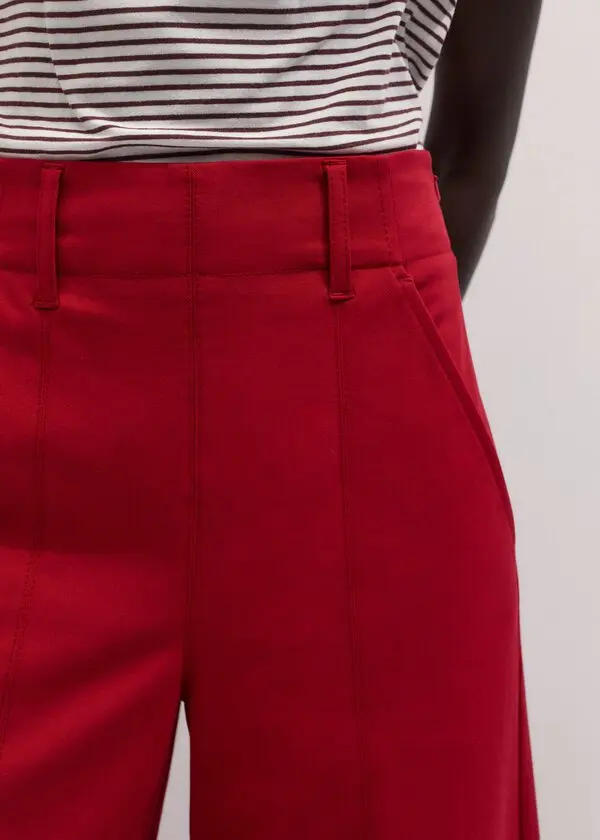 ME+EM High Waisted Wide Leg Trousers - Deep Carmine Red