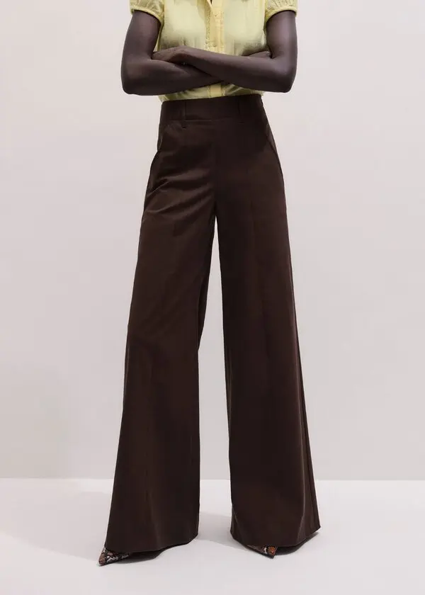 ME+EM High Waist Wide-leg Trousers - Cocoa Brown