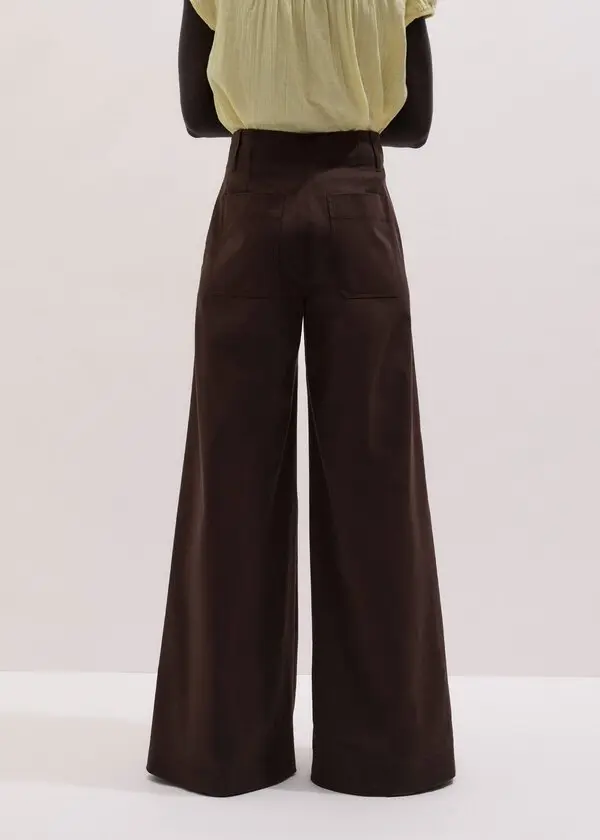 ME+EM High Waist Wide-leg Trousers - Cocoa Brown
