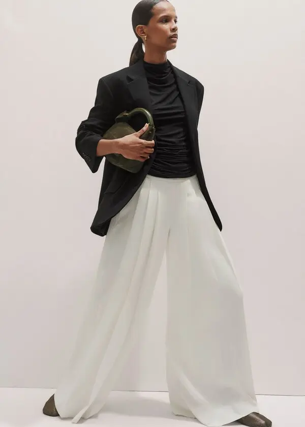 ME+EM Satin Back Crepe Wide Leg Trouser