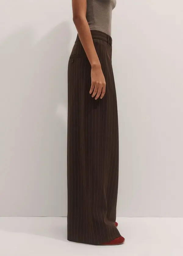 ME+EM Pinstripe Wide-leg Tailored Trousers - Chocolate/caramel