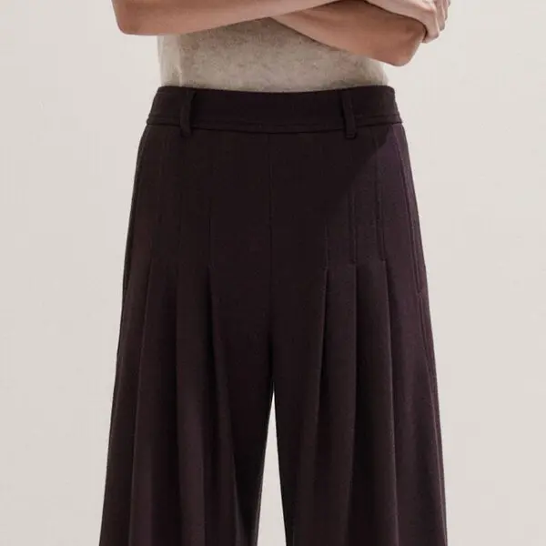 ME+EM Pleated Wool Wide-leg Trousers