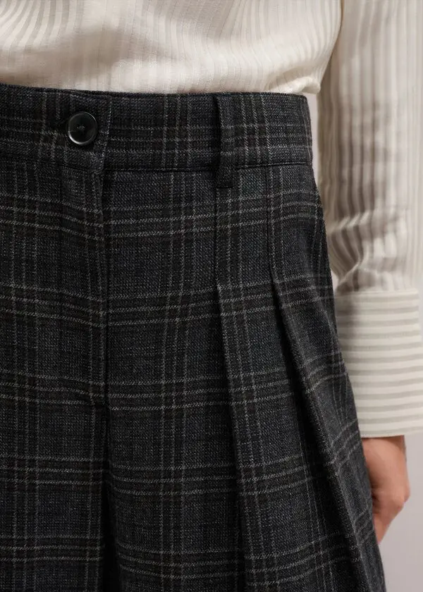 ME+EM Wide Leg Check Trousers - Charcoal