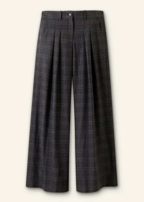 ME+EM Wide Leg Check Trousers - Charcoal