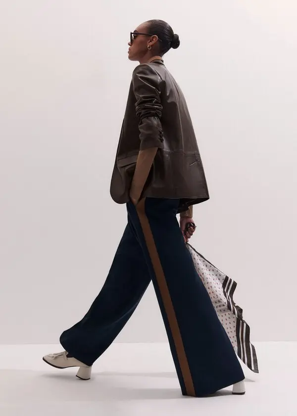 ME+EM Navy Contrast Side Panel Wide-leg Trouser