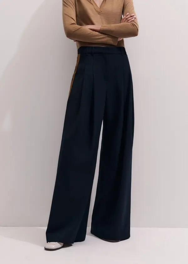ME+EM Navy Contrast Side Panel Wide-leg Trouser
