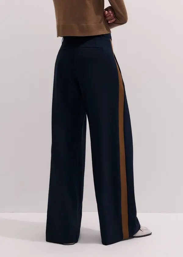 ME+EM Navy Contrast Side Panel Wide-leg Trouser