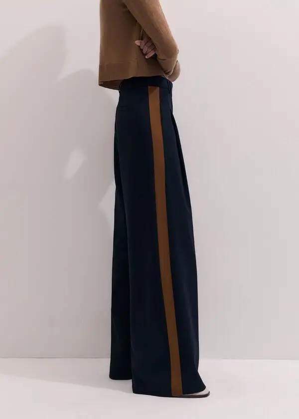 ME+EM Navy Contrast Side Panel Wide-leg Trouser