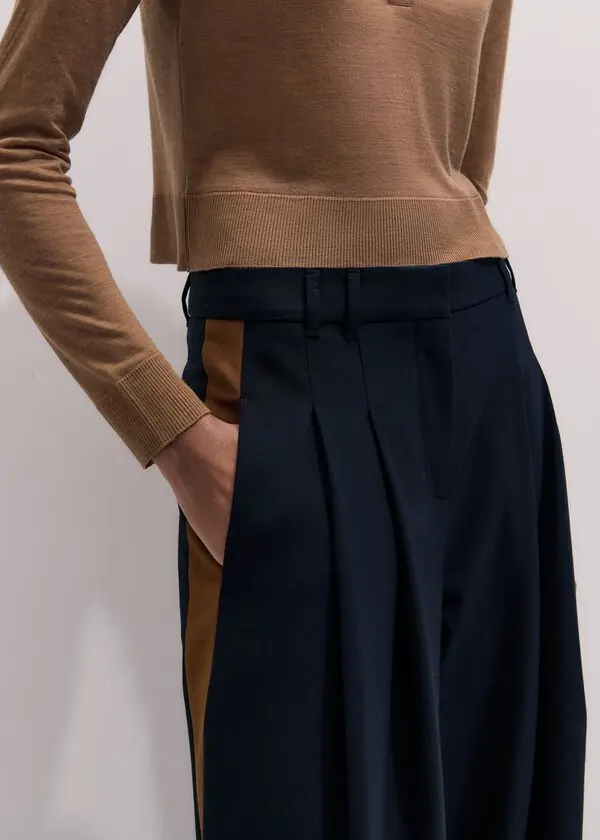 ME+EM Navy Contrast Side Panel Wide-leg Trouser