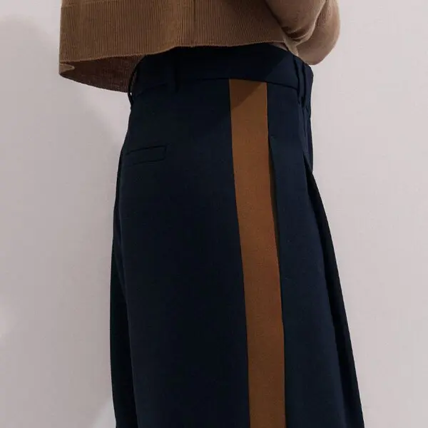 ME+EM Navy Contrast Side Panel Wide-leg Trouser