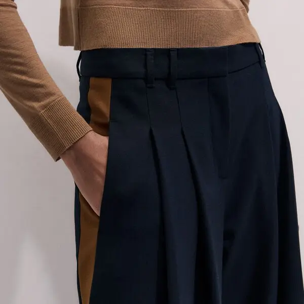ME+EM Navy Contrast Side Panel Wide-leg Trouser