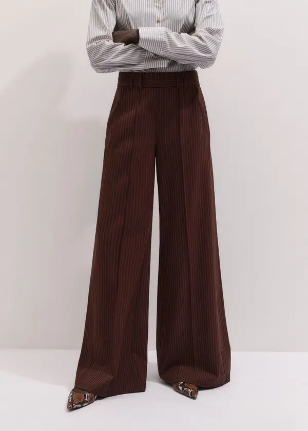 ME+EM Pinstriped Wide-leg Trousers