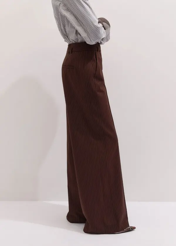 ME+EM Pinstriped Wide-leg Trousers