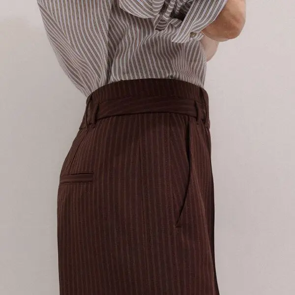 ME+EM Pinstriped Wide-leg Trousers