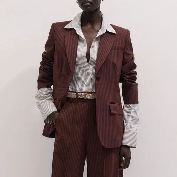 ME+EM Pinstriped Wide-leg Trousers
