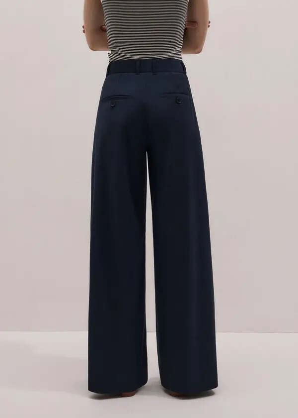 ME+EM Pinstripe Pleat Front Wide Leg Trousers