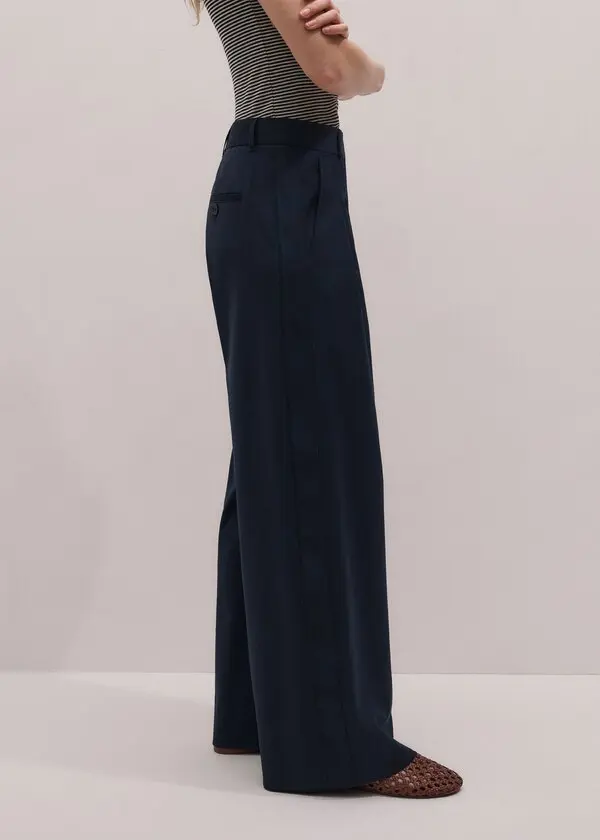 ME+EM Pinstripe Pleat Front Wide Leg Trousers