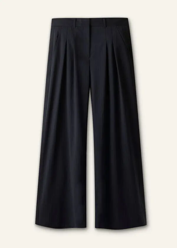 ME+EM Pinstripe Pleat Front Wide Leg Trousers