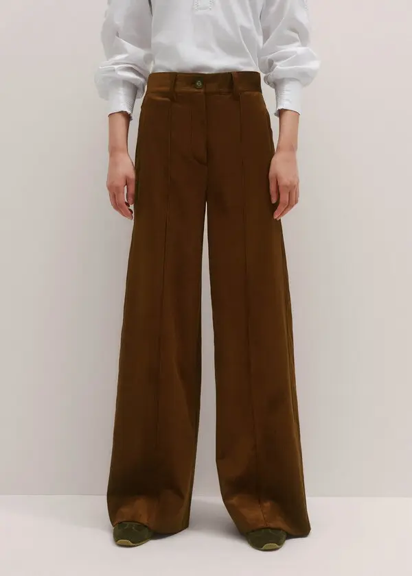 ME+EM Corduroy Wide Leg Trousers - Burnt Caramel