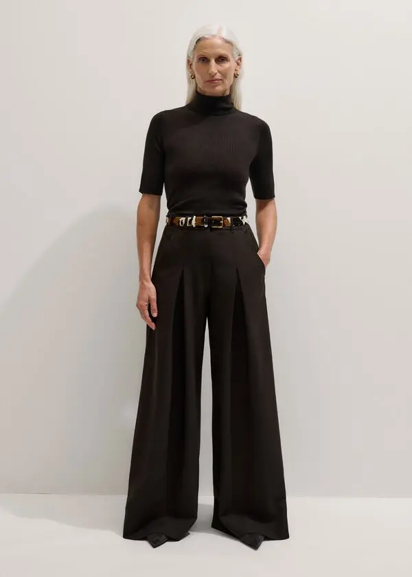 ME+EM Ultra Wide-leg Pleated Wool Trousers