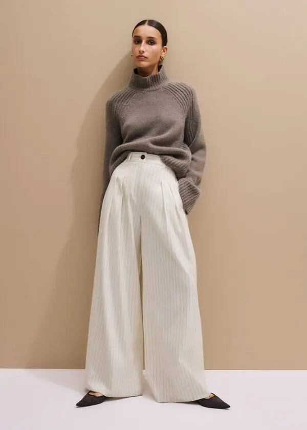 ME+EM Wide-leg Pinstripe Trousers