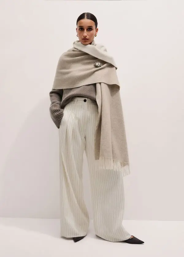 ME+EM Wide-leg Pinstripe Trousers