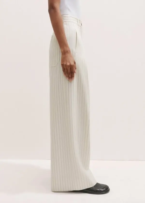 ME+EM Wide-leg Pinstripe Trousers