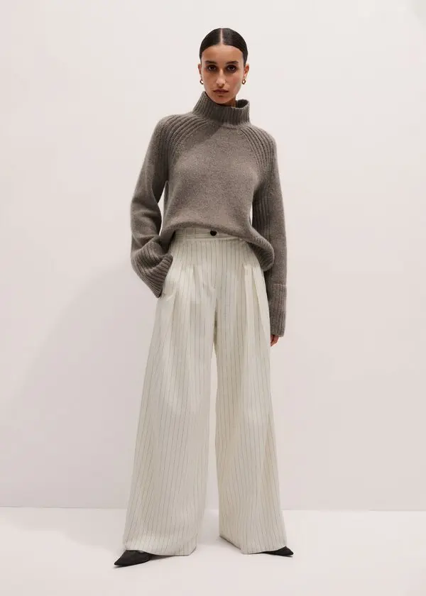 ME+EM Wide-leg Pinstripe Trousers