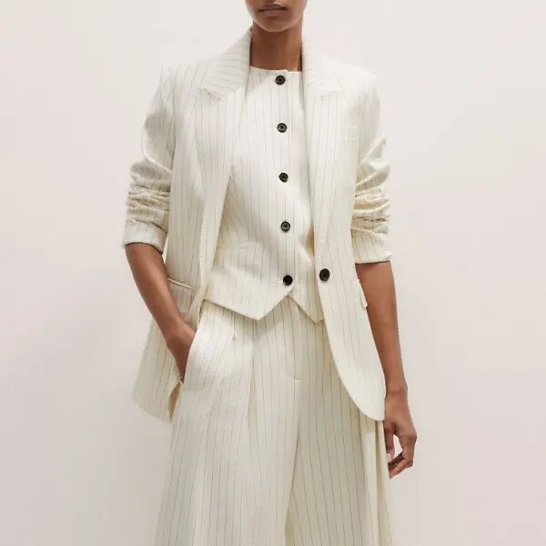 ME+EM Wide-leg Pinstripe Trousers