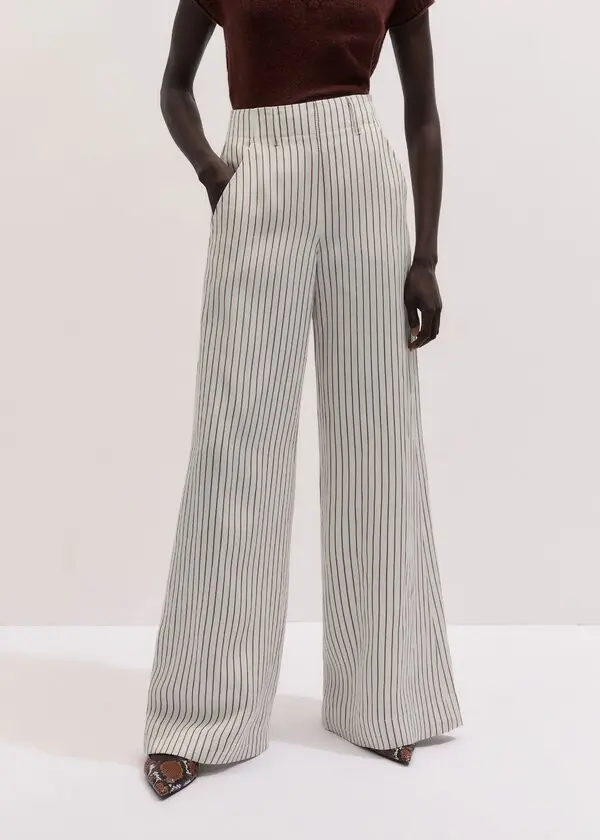 ME+EM High Waist Wide Leg Striped Trousers