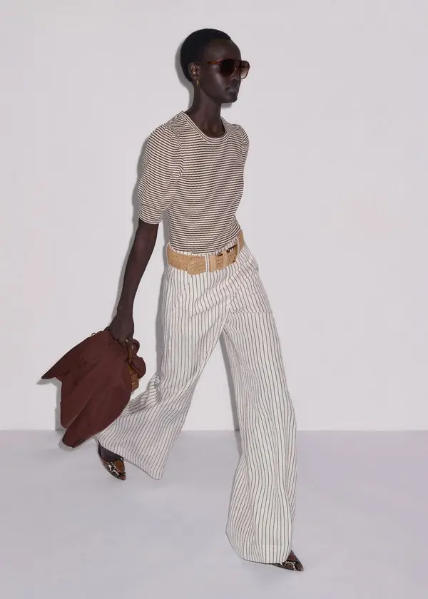 ME+EM High Waist Wide Leg Striped Trousers