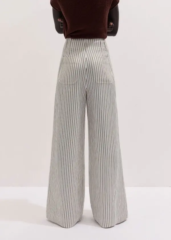 ME+EM High Waist Wide Leg Striped Trousers