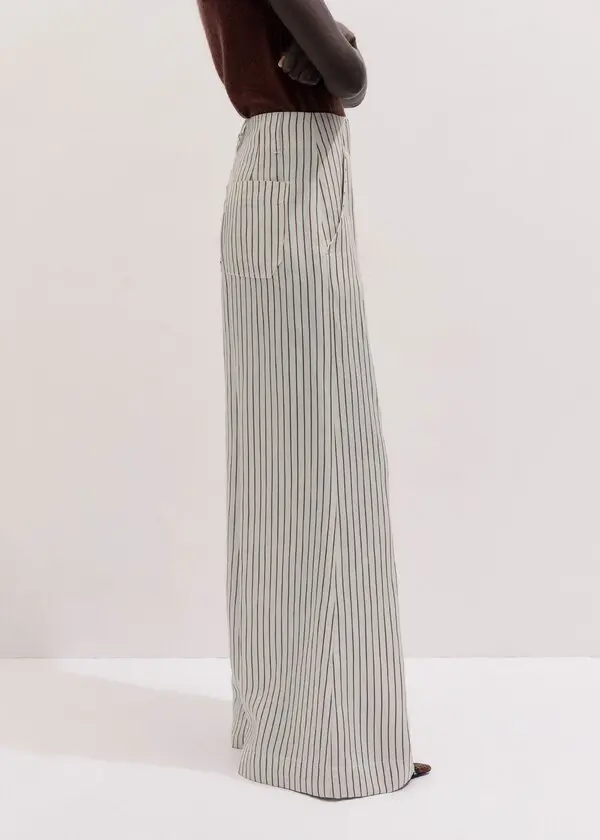 ME+EM High Waist Wide Leg Striped Trousers