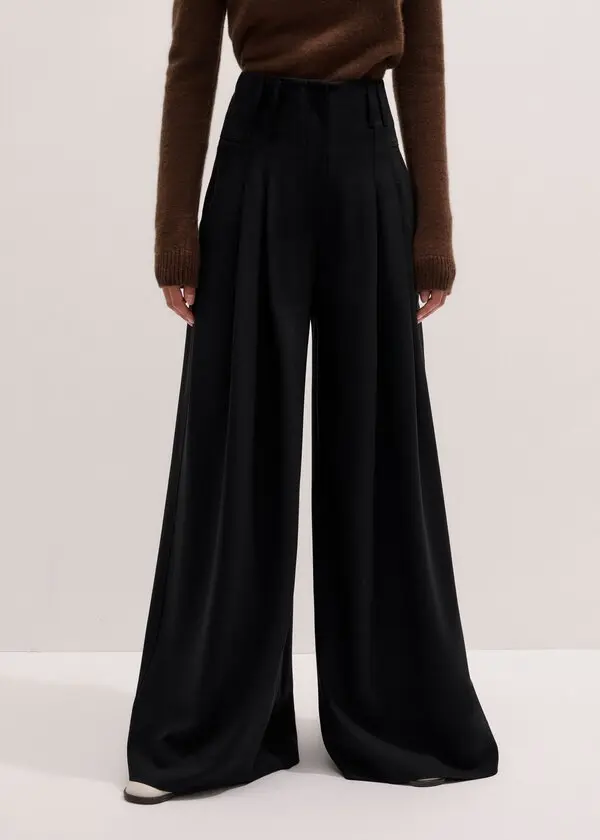 ME+EM Wool Pleated Wide-leg Trousers