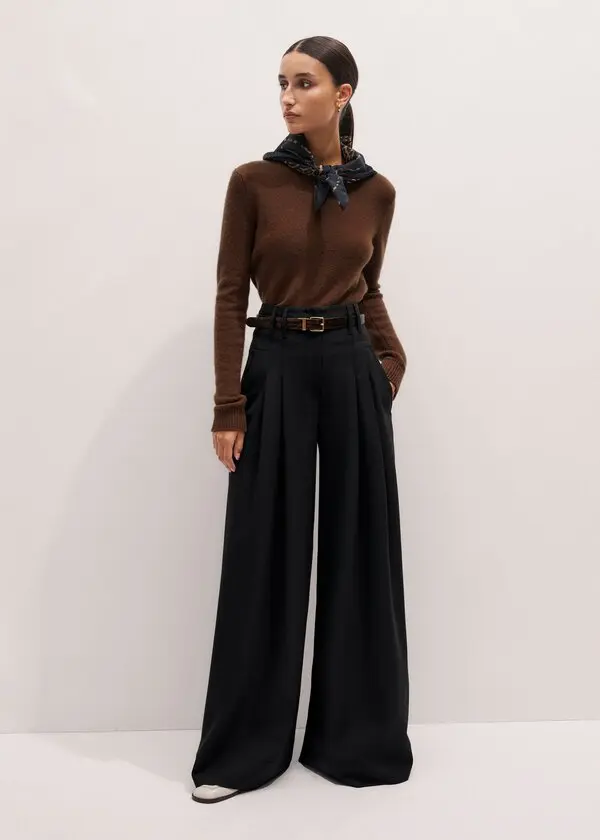 ME+EM Wool Pleated Wide-leg Trousers