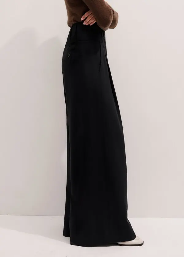 ME+EM Wool Pleated Wide-leg Trousers