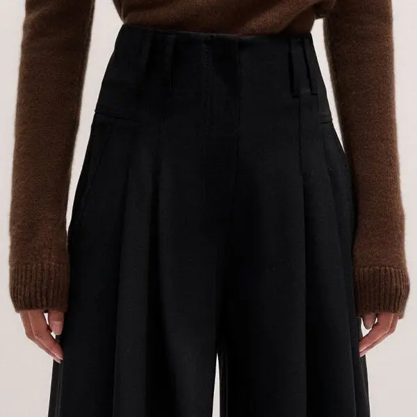 ME+EM Wool Pleated Wide-leg Trousers