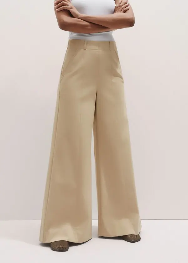 ME+EM High Waist Wide-leg Trousers - Light Stone