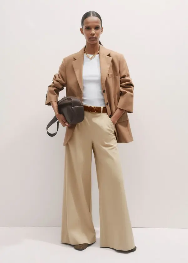 ME+EM High Waist Wide-leg Trousers - Light Stone