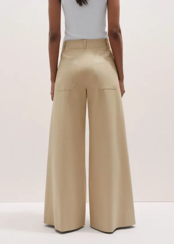 ME+EM High Waist Wide-leg Trousers - Light Stone