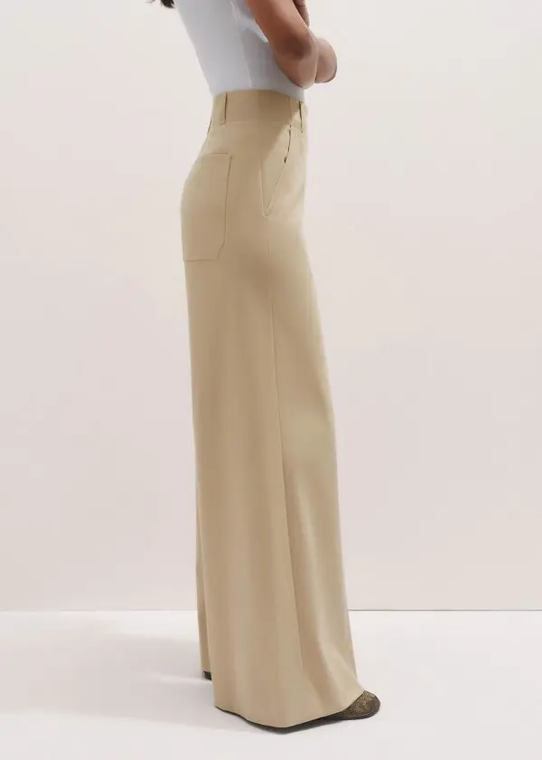 ME+EM High Waist Wide-leg Trousers - Light Stone