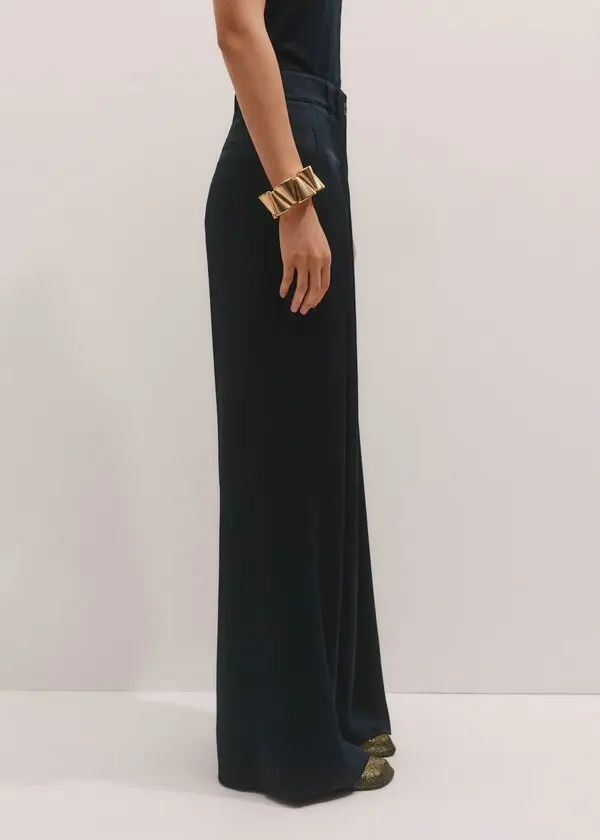 ME+EM Double Pleat Wide-leg Satin Crepe Trousers - Midnight Navy