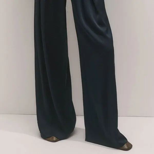 ME+EM Double Pleat Wide-leg Satin Crepe Trousers - Midnight Navy