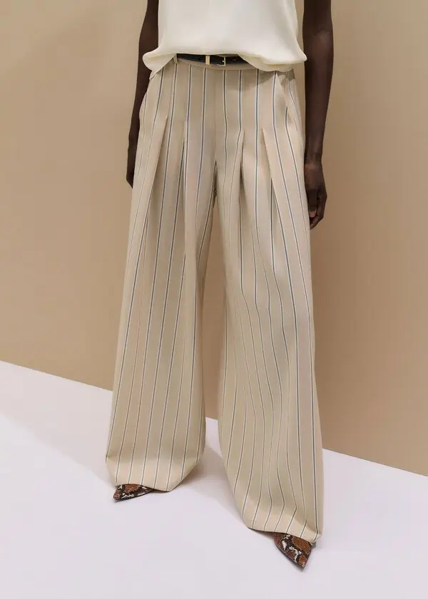 ME+EM Ultra-wide Leg Striped Tailored Trousers