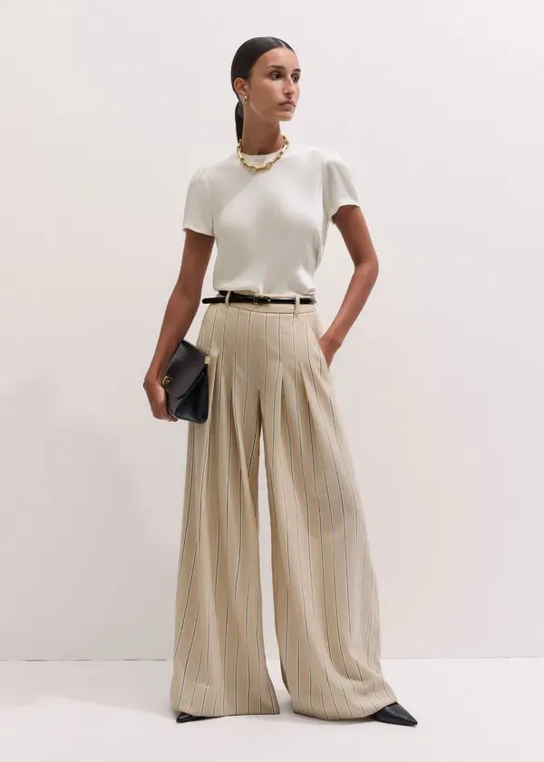 ME+EM Ultra-wide Leg Striped Tailored Trousers