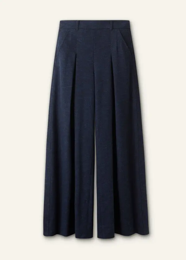 ME+EM Wide-leg Bouclé Trousers - Navy