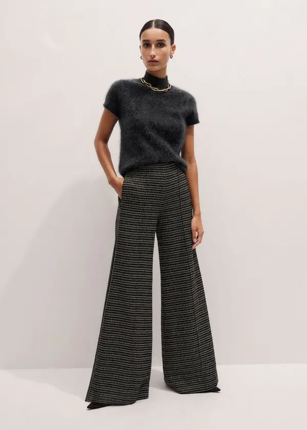 ME+EM Wide-leg Striped Trousers - Black